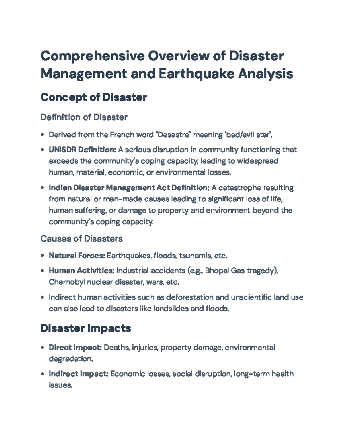 Disaster Management and Earthquake Analysis: A Comprehensive Overview ...