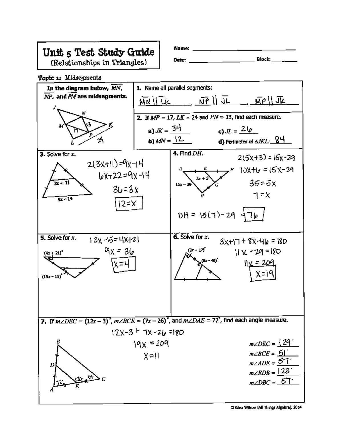Unit 5 Study Guide: Relationships in Triangles (Math 101) - Studocu
