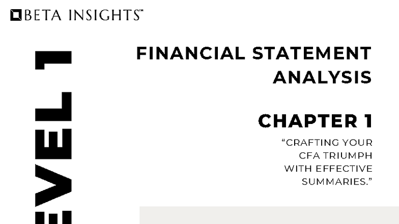 CFA L1 Chapter 1: Effective Notes on Financial Statement Analysis - Studocu