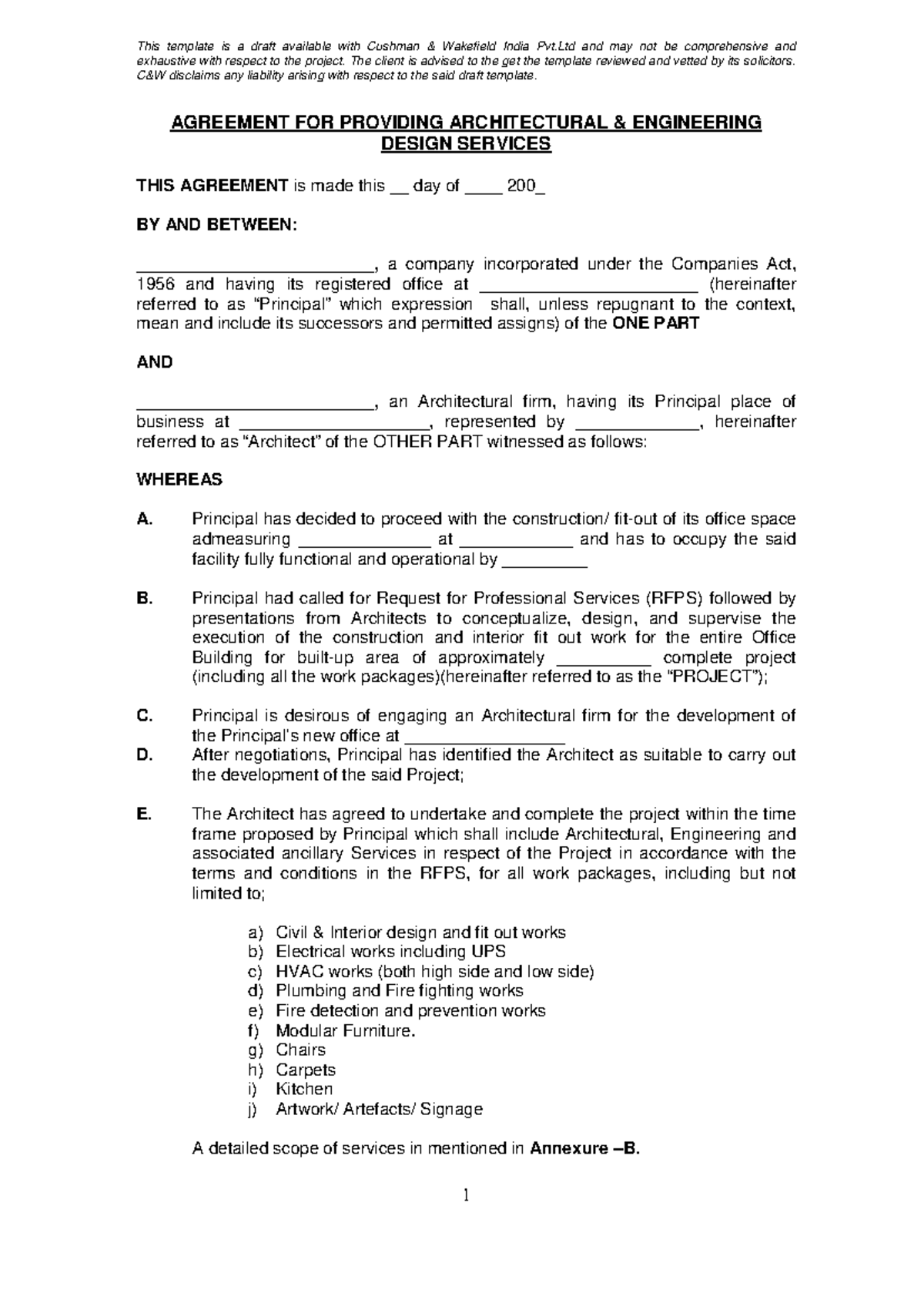 456828161 05 Architect Contract Agreement India - exhaustive with ...