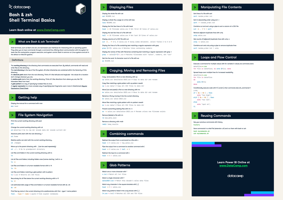 Bash & zsh Terminal Basics Cheat Sheet for CS101 - Studocu