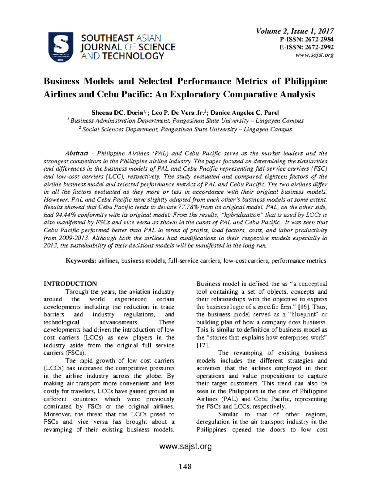 Comparative Analysis of Business Models: PAL vs. Cebu Pacific (BA 2017 ...