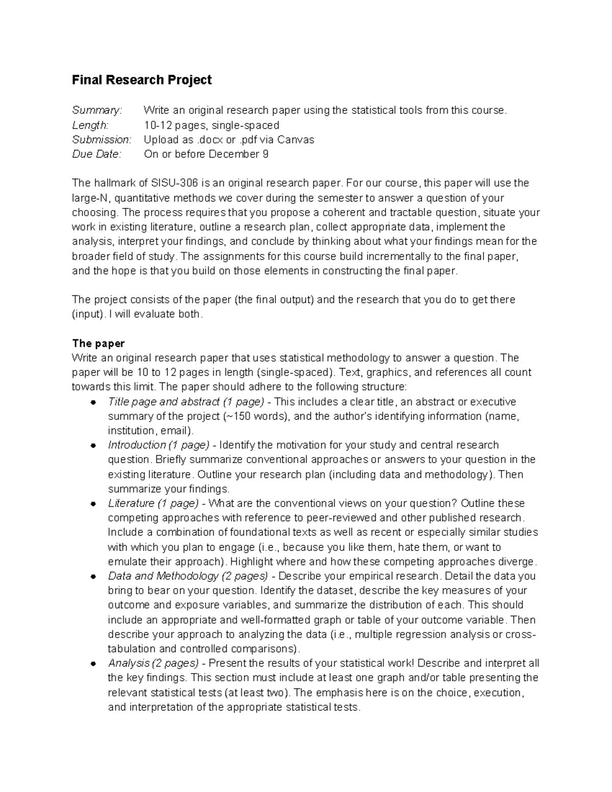 Final Research Project Summary for Course 2025F 306 - Studocu