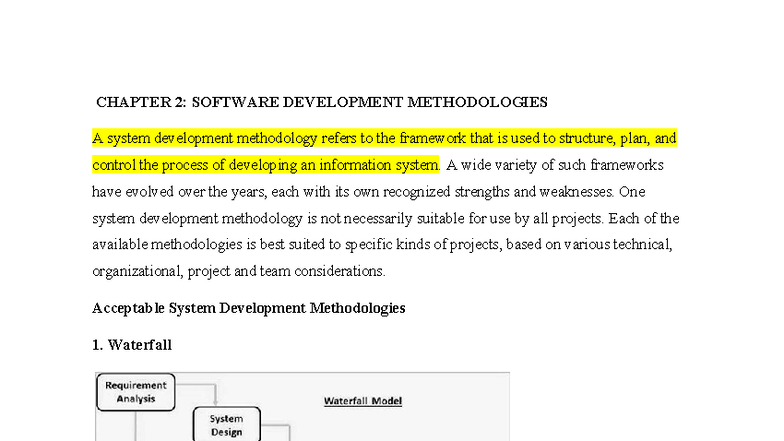 Chapter 2- Software Development Methodologies-1 - CHAPTER 2: SOFTWARE ...