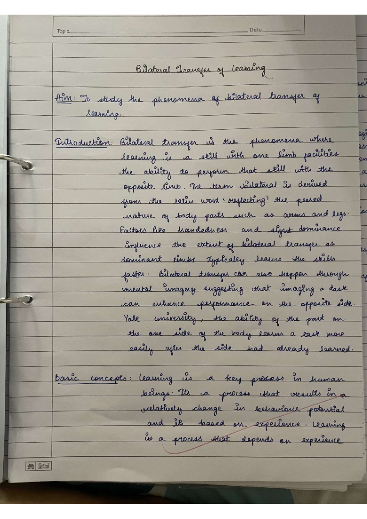 Bilateral Transfer of Learning Experiment Analysis - Studocu