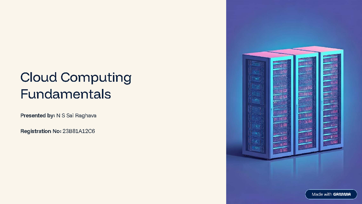 Cloud Computing Fundamentals (CS101) - Key Concepts and Architectures - Studocu