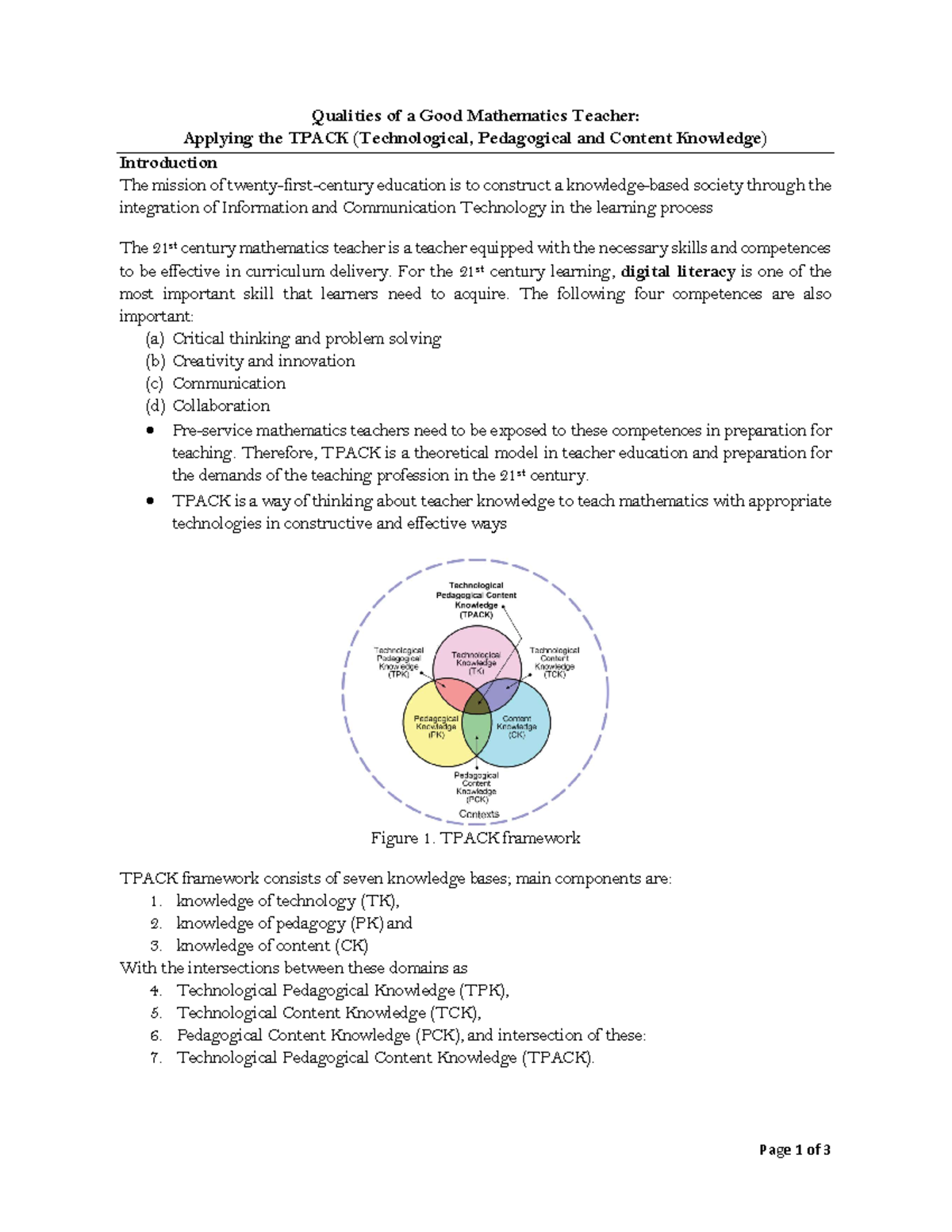 EDM 311 - Qualities of a good math teacher(student)-2 - Page 1 of 3 ...