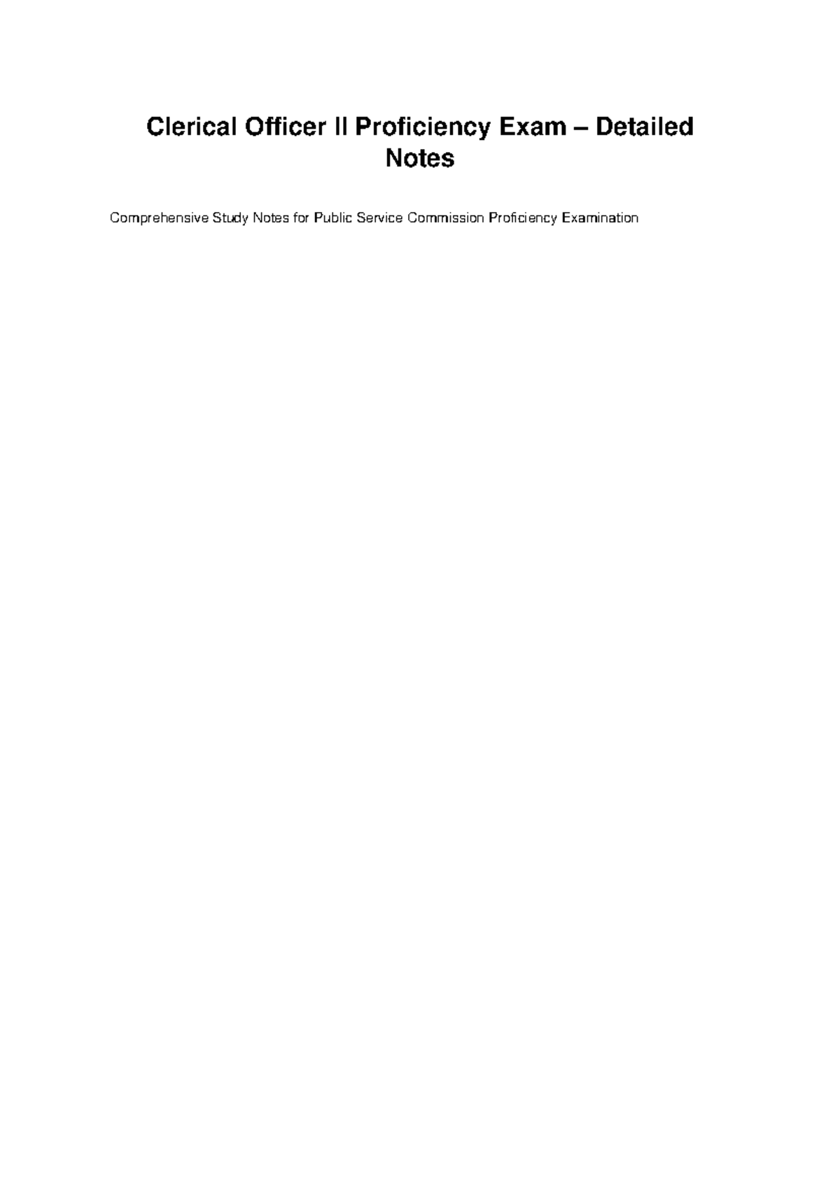 Clerical Officer II Proficiency Exam – Detailed Study Notes - Studocu