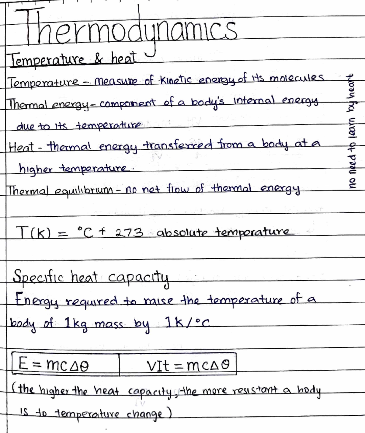 Physics unit 5 notes - Inermodunanics Temperature heat Temperature ...
