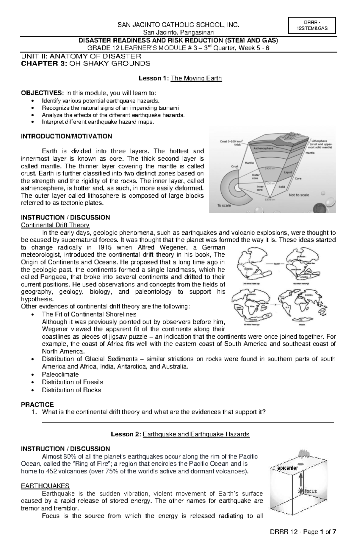 DRRR 12STEM&GAS Module 3 & 4: Earthquakes and Volcanoes Insights - Studocu