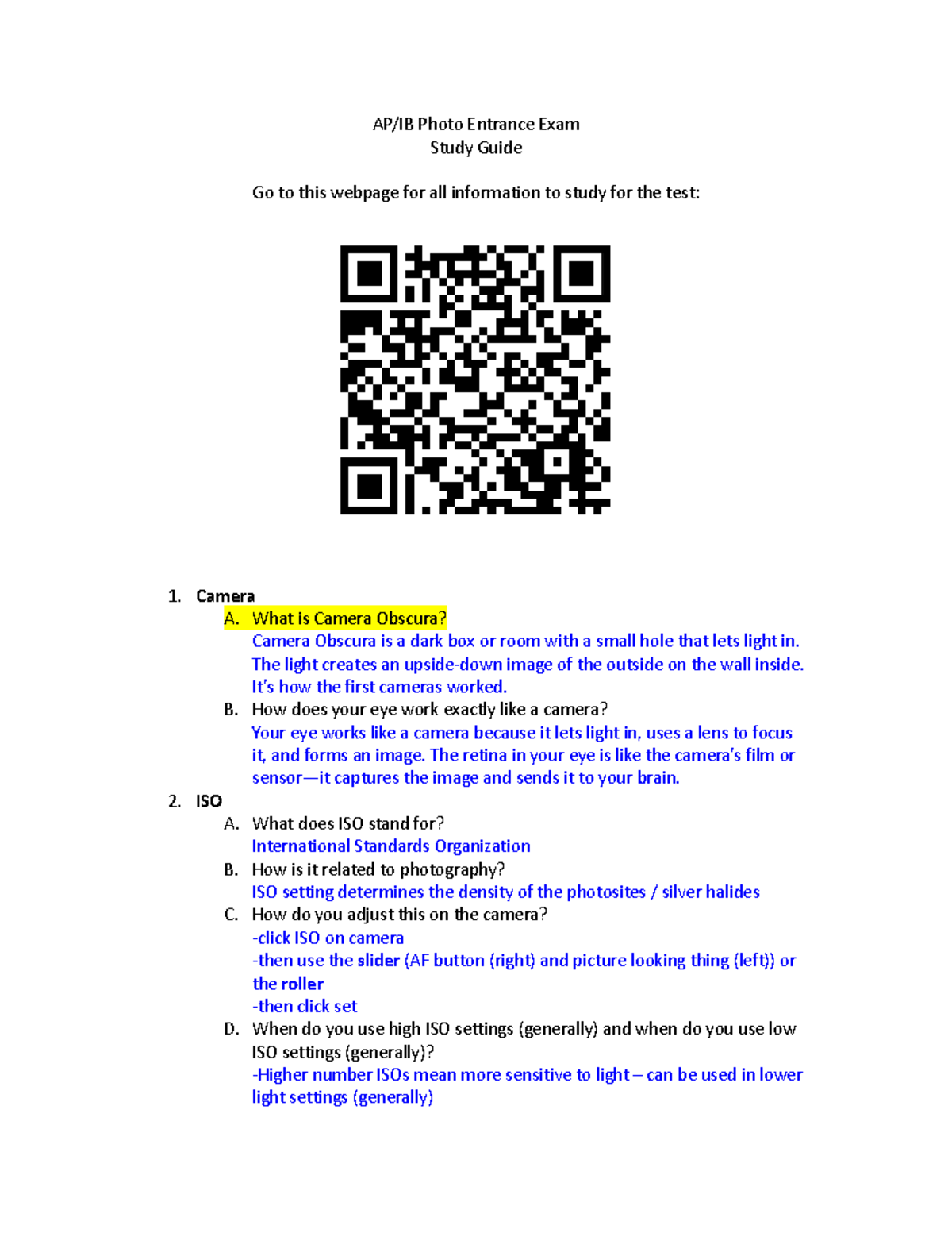 AP/IB Photography Entrance Exam Study Guide: Key Concepts & Techniques ...