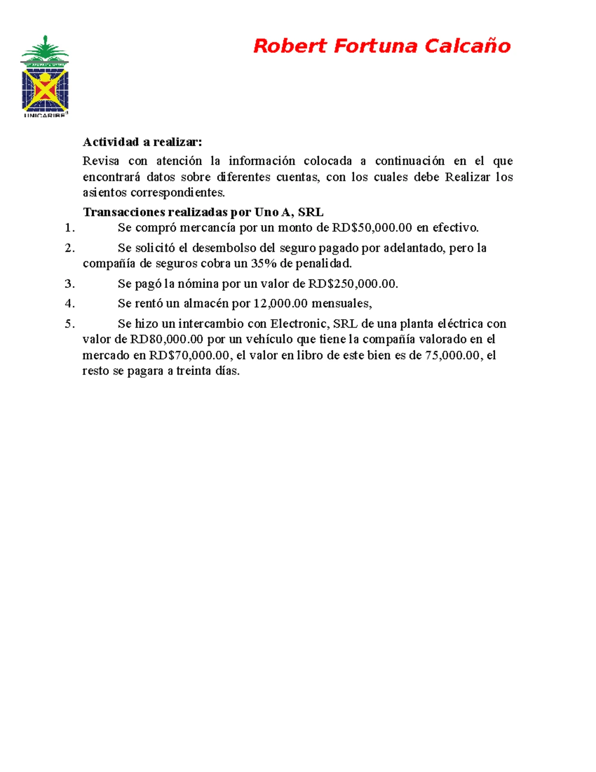 Unidad 1. Actividad 1. Relación de Cuentas Autocorregible - Studocu