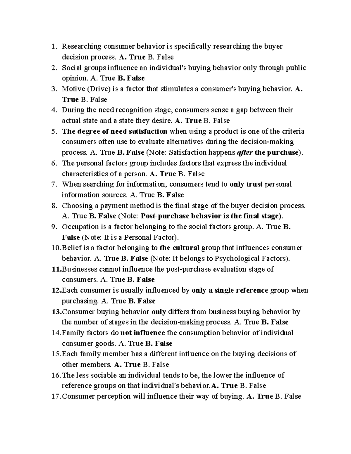 Chapter 4 - Consumer Behavior and Buyer Decision Process Quiz - Studocu
