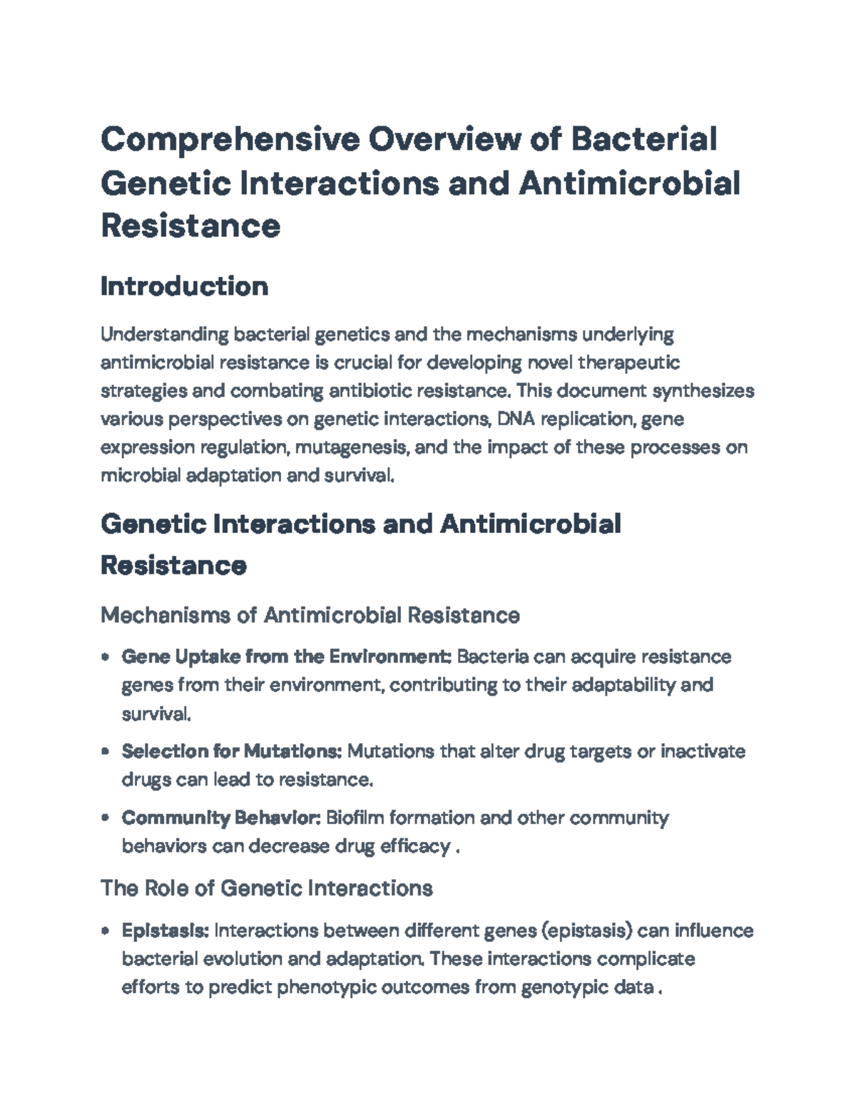 Bacterial Genetics and Antimicrobial Resistance Overview (BIO 101 ...