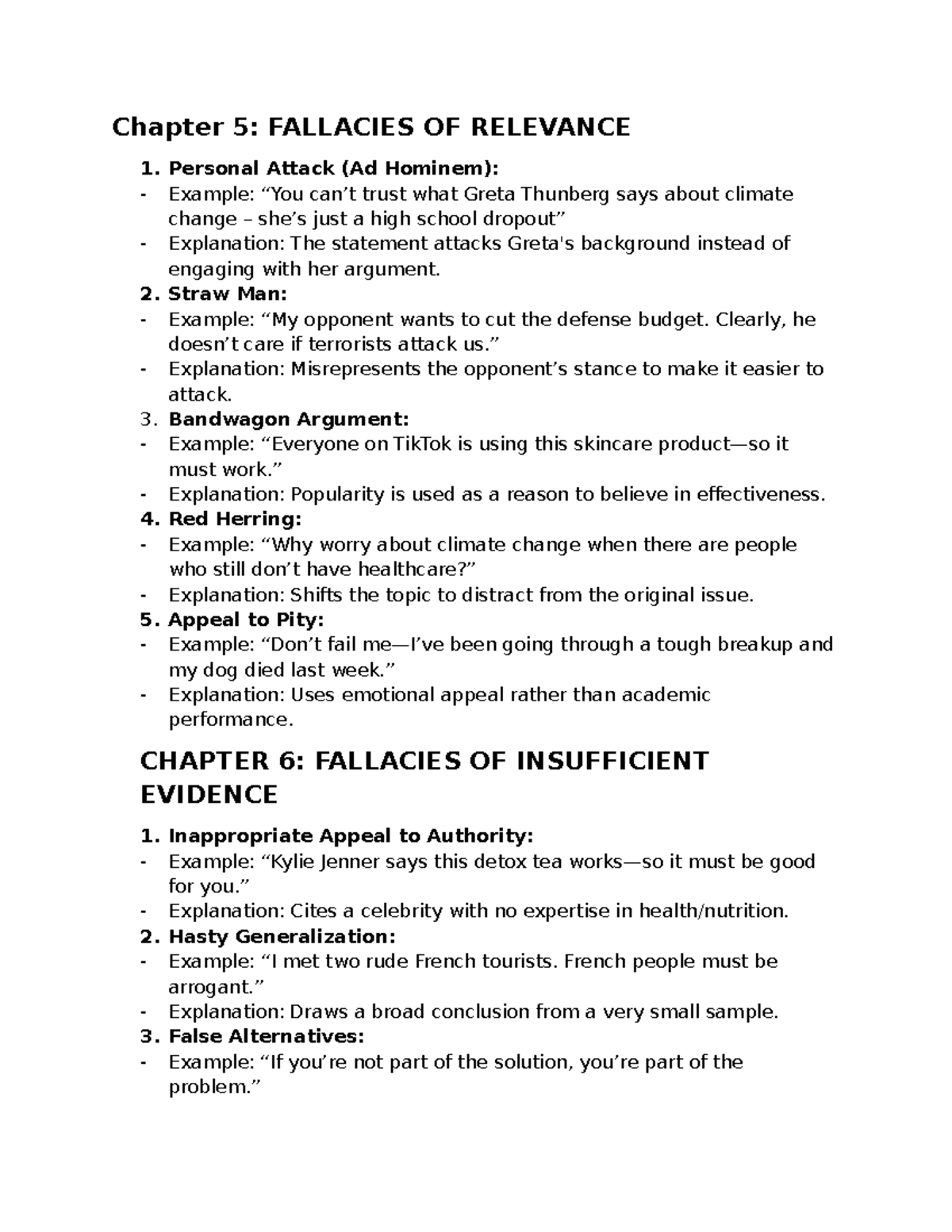 Critical Thinking: Fallacies of Relevance & Insufficient Evidence ...