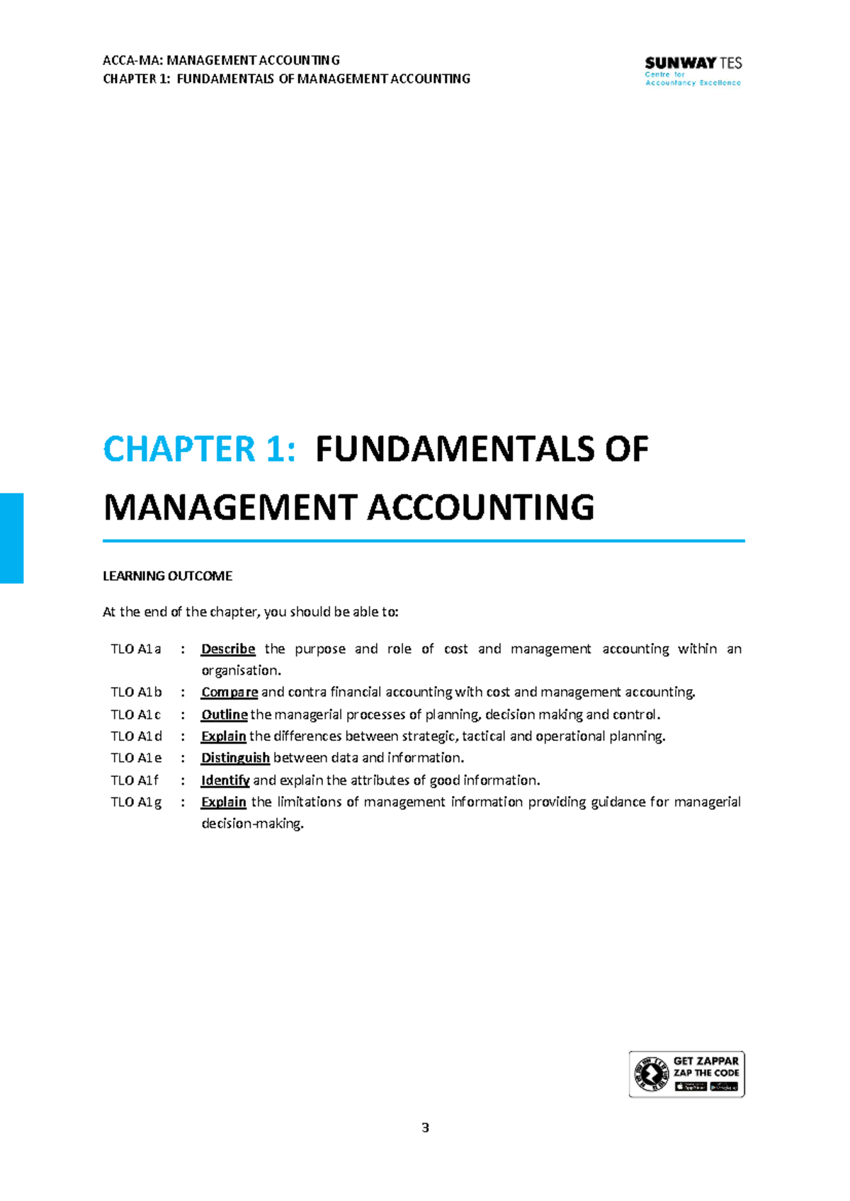 ACCA MA Chapter 1 Study Guide - CHAPTER 1: FUNDAMENTALS OF MANAGEMENT ...