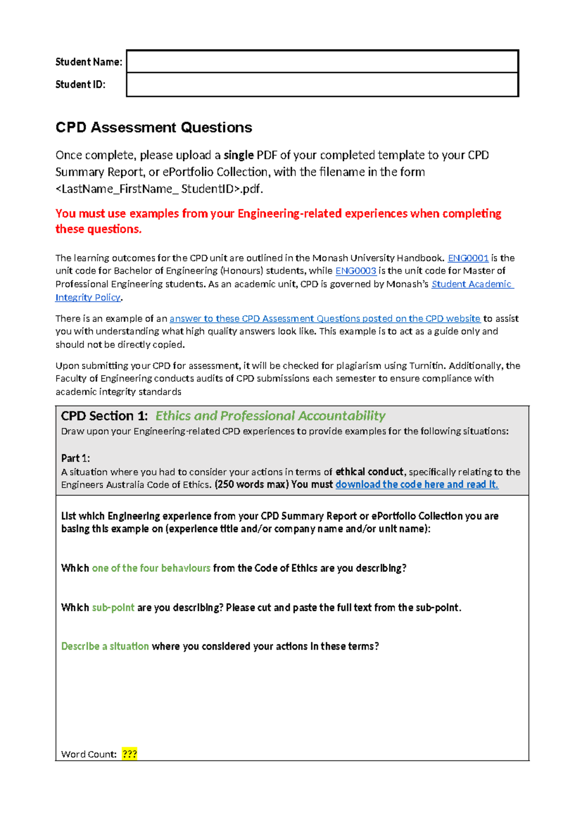 CPD Assessment Questions for Engineering Students: A Guide - Studocu