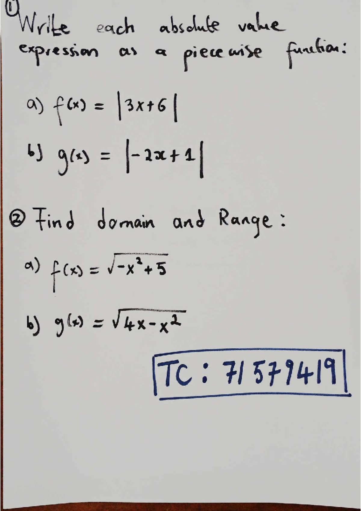 Absolute Value + Range Practice - introductory to mathematics - 1 Write ...
