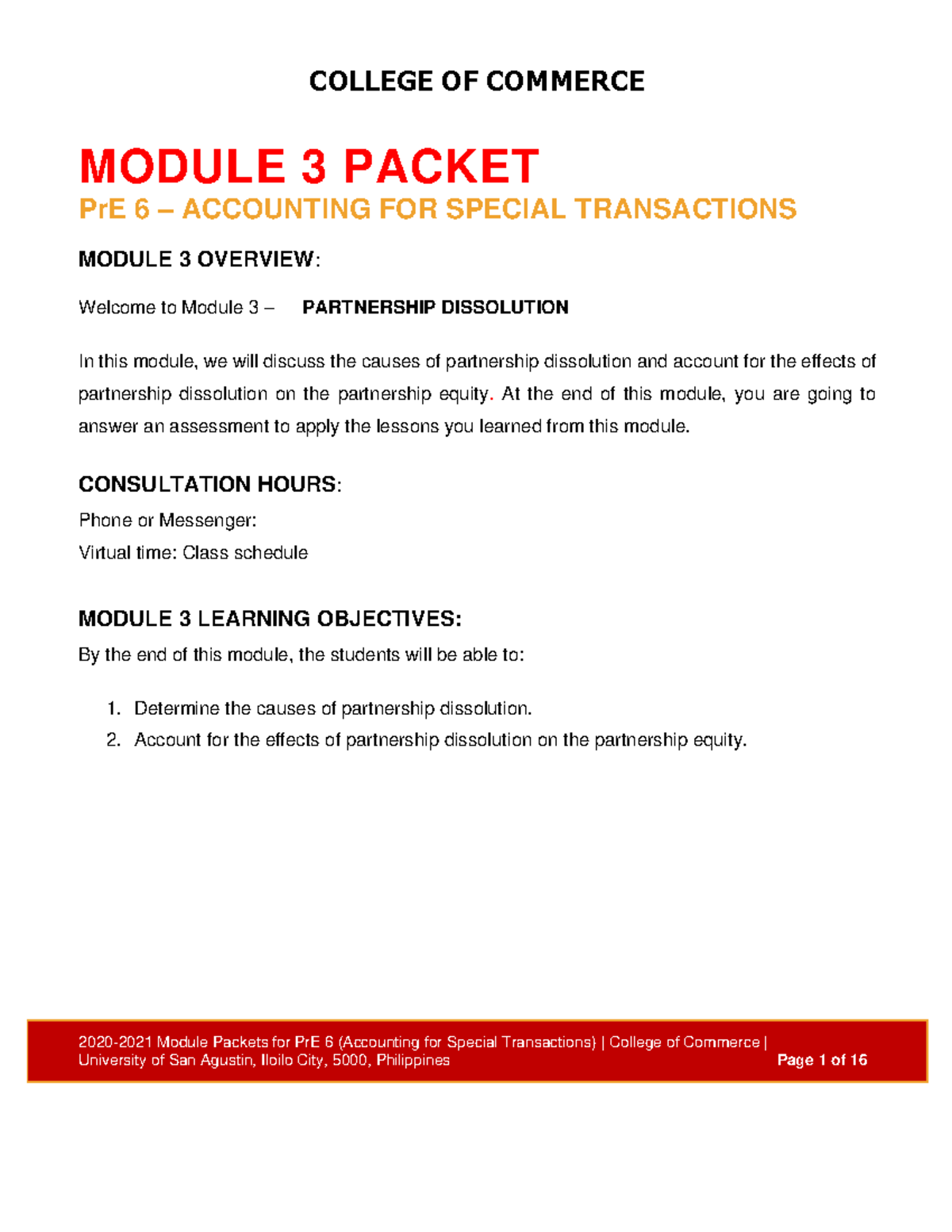 PrE 6 Module 3: Overview of Partnership Dissolution - Studocu