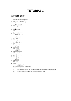 SMTH011 MODULE TEST 1 2024: Derivatives and Limits Questions - Studocu