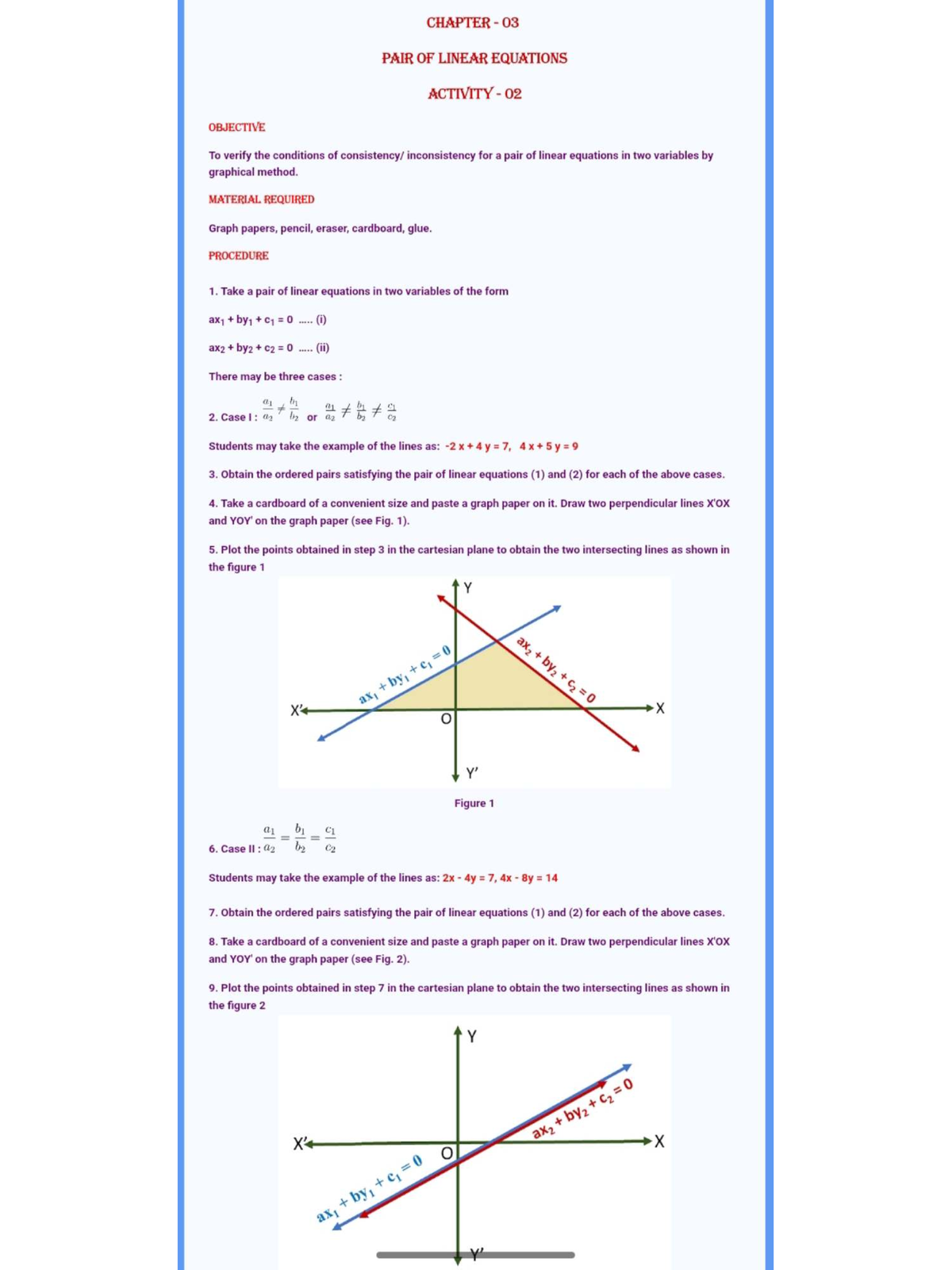 10th Maths Activity Record: Linear Equations & Geometry Concepts - Studocu
