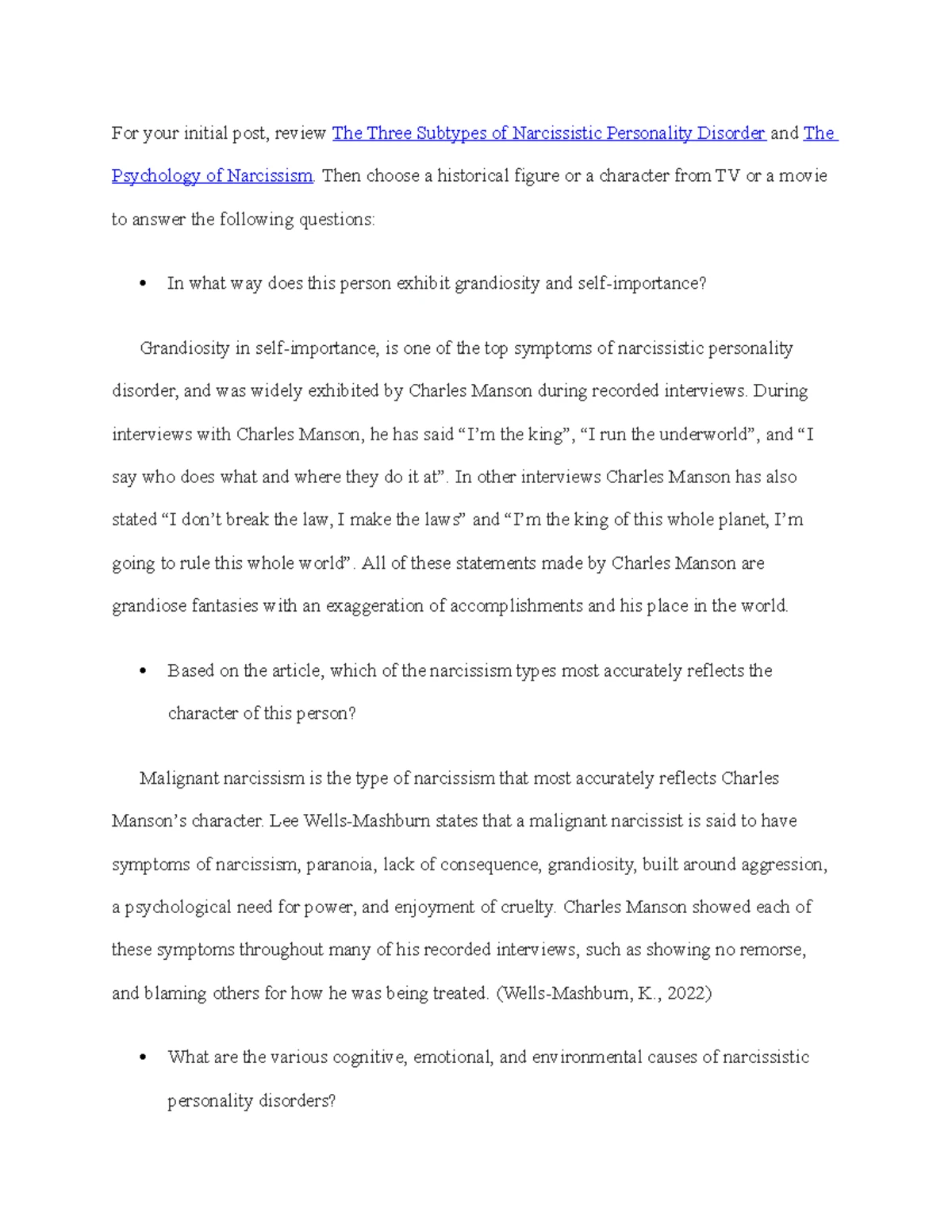 PSY 215 Abnormal Psychology 22EW3 Project Two - PSY-215-J3876 Abnormal ...