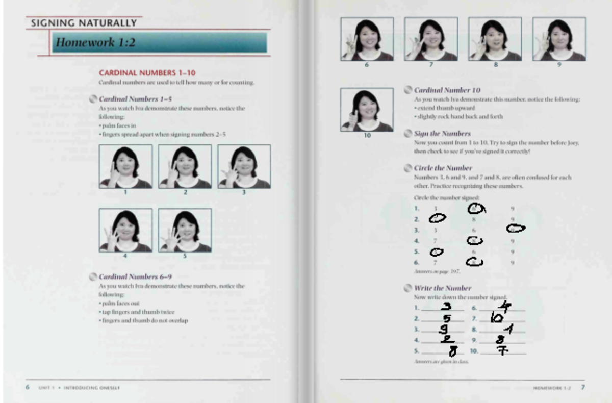 ASL 101 - Unit 1 Answer Key and Notes on Signers' Descriptions - Studocu