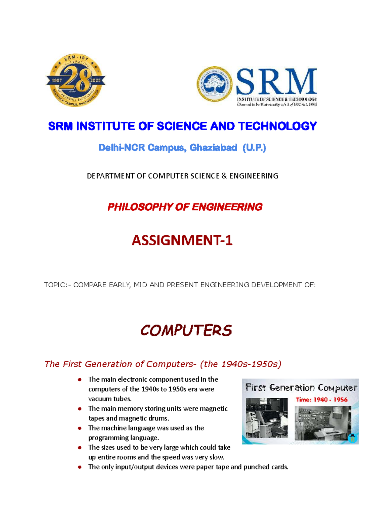 Philosophy of Engineering: Evolution of Computers and Software ...