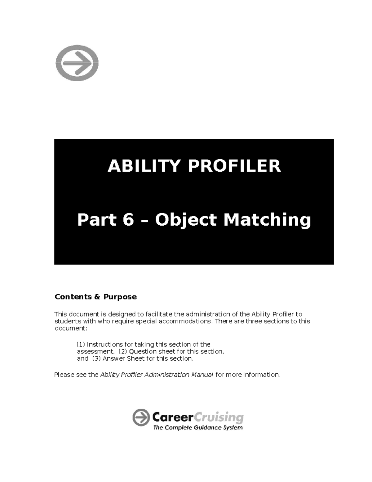 Ability Profiler Part 6: Object Matching Instructions & Questions - Studocu