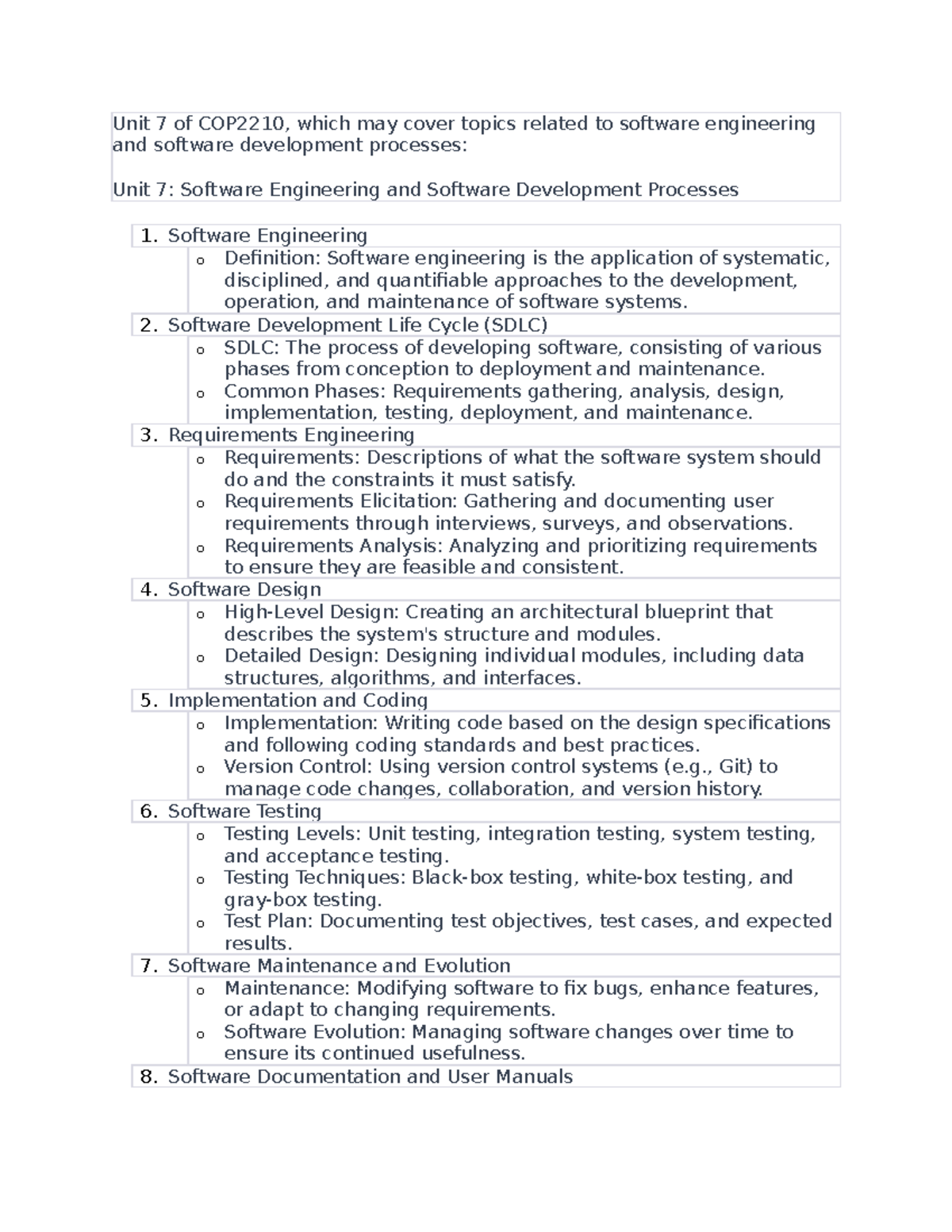 Unit 7 of COP2210 - Unit 7 of COP2210, which may cover topics related ...