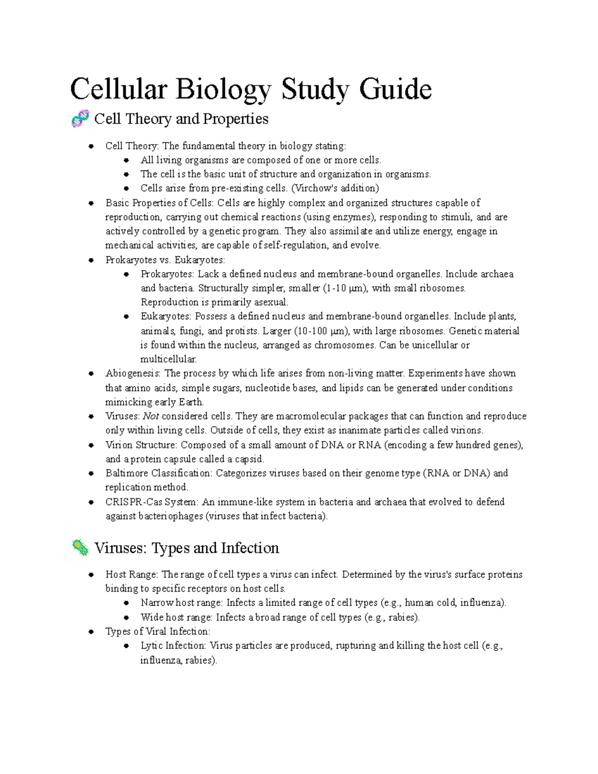 Cellular Biology Study Guide: Cell Theory & Membrane Functions - Studocu