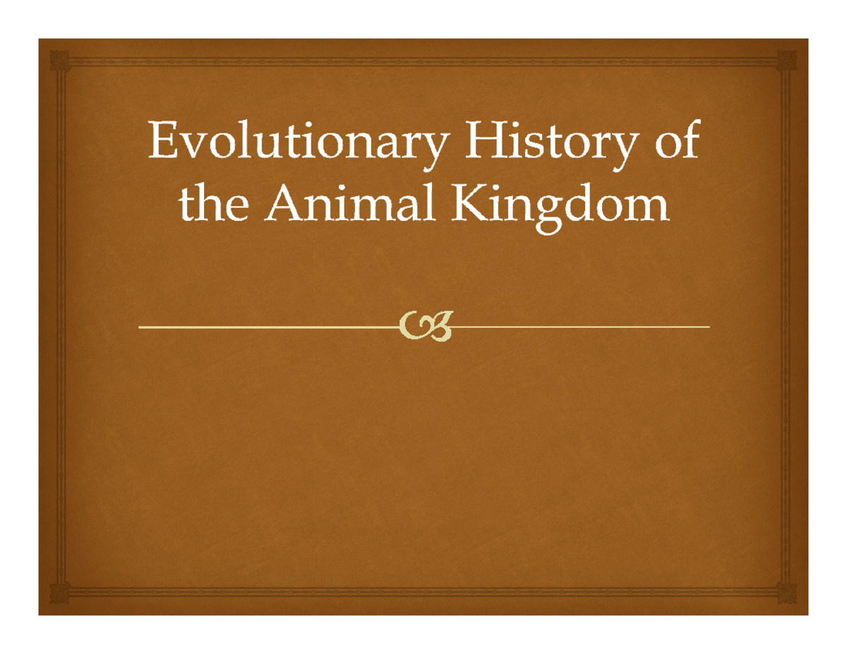 Lecture 05 - Major Evolutionary Events & the Animal Kingdom History ...