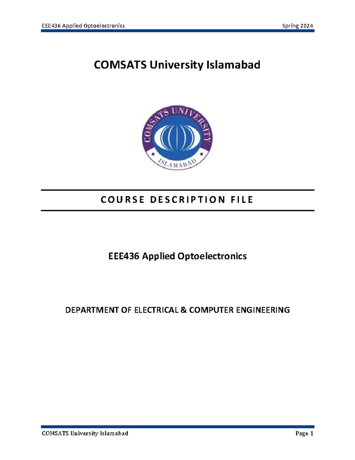 EEE436 Applied Optoelectronics Course Description Spring 2024 - Studocu