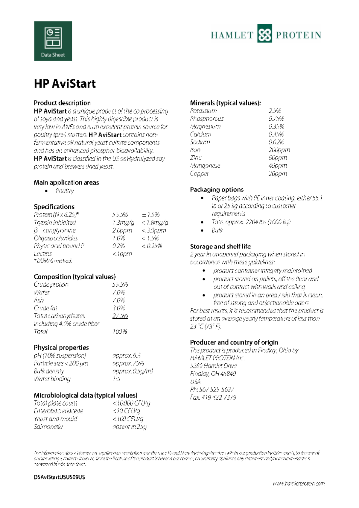 Data Sheet for HP AviStart: Poultry Protein Source Overview - Studocu