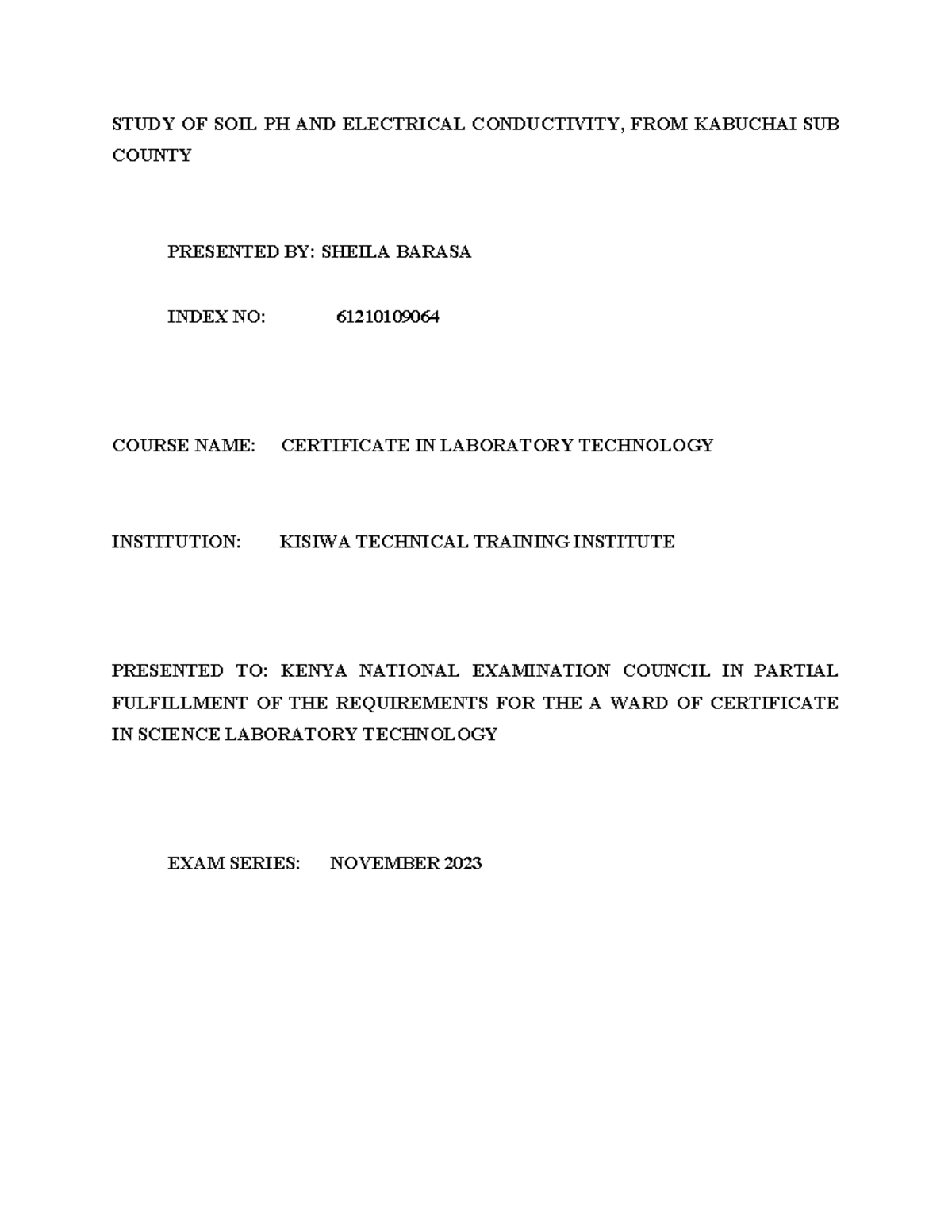 Soil pH and Electrical Conductivity Analysis in Kabuchai Sub County ...