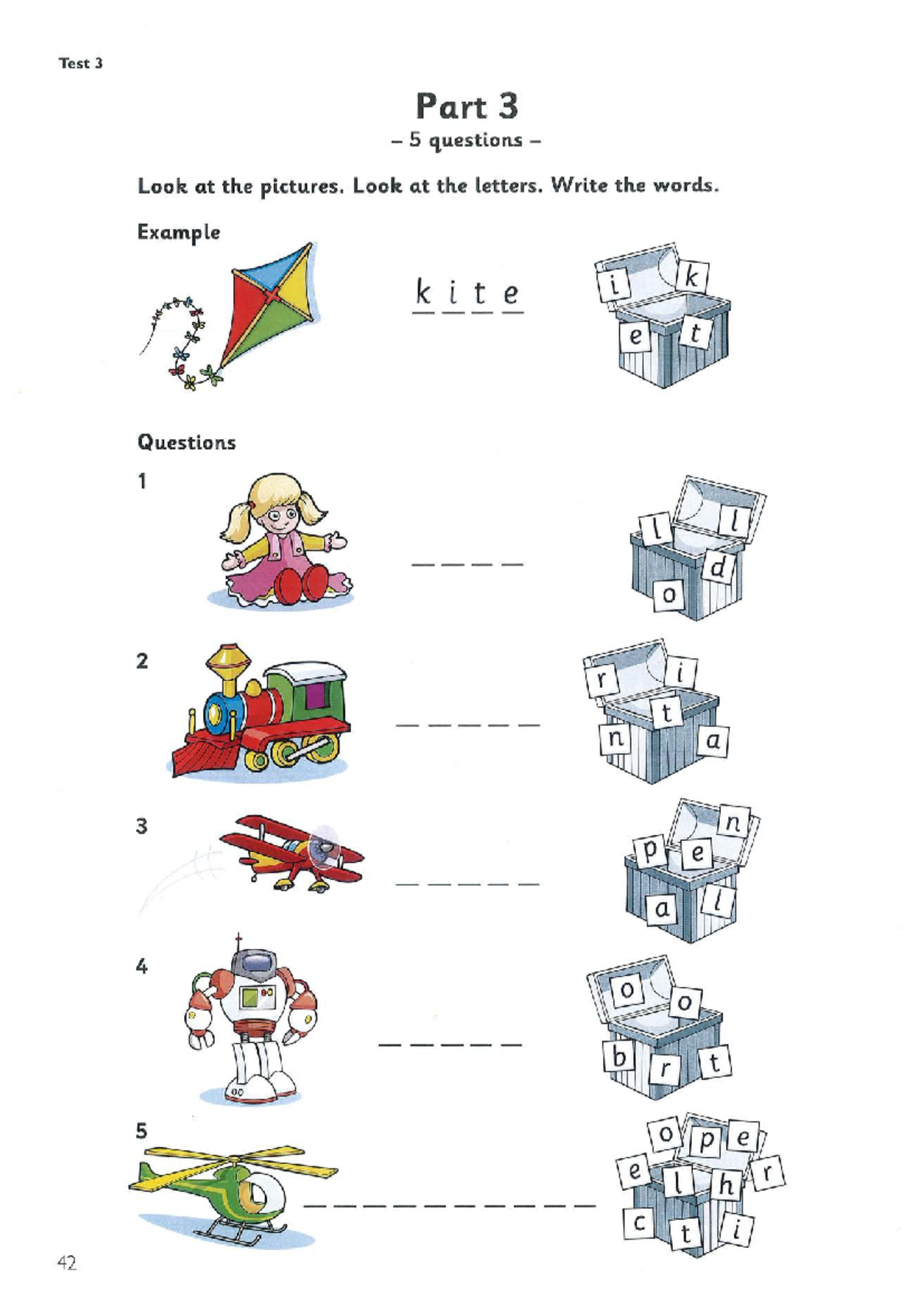 Starters 03 - Test 3 Part 3: Picture and Letter Word Exercise - Studocu