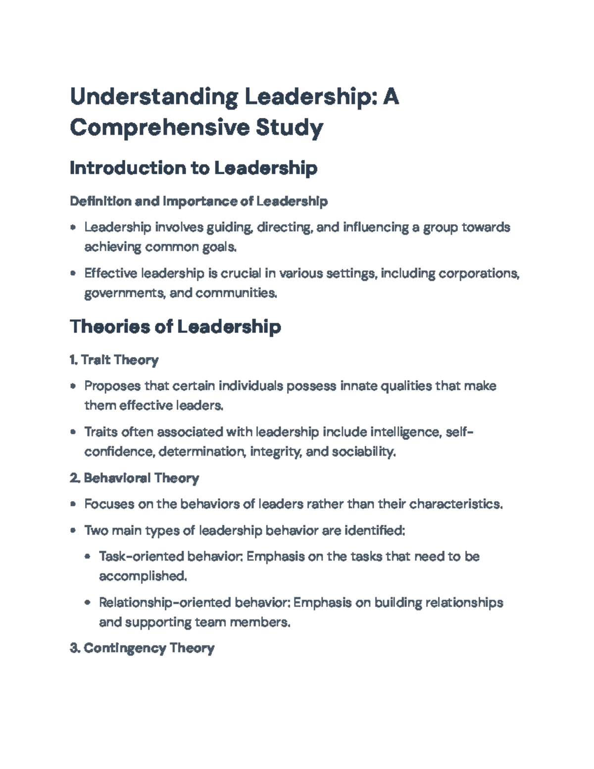 Understanding Leadership: Theories, Styles, Skills & Challenges Study ...