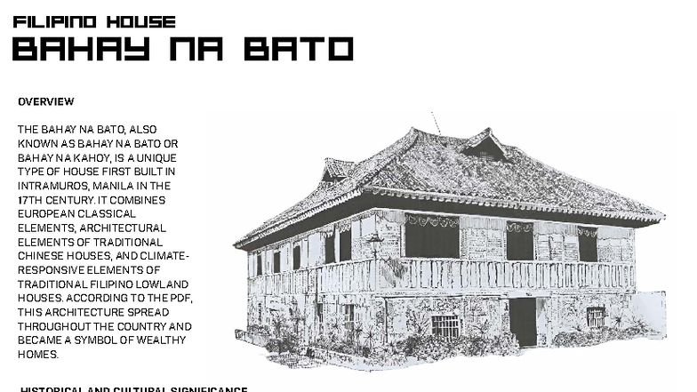 HOA - Bahay Na Bato: Overview, History, and Architecture - Studocu