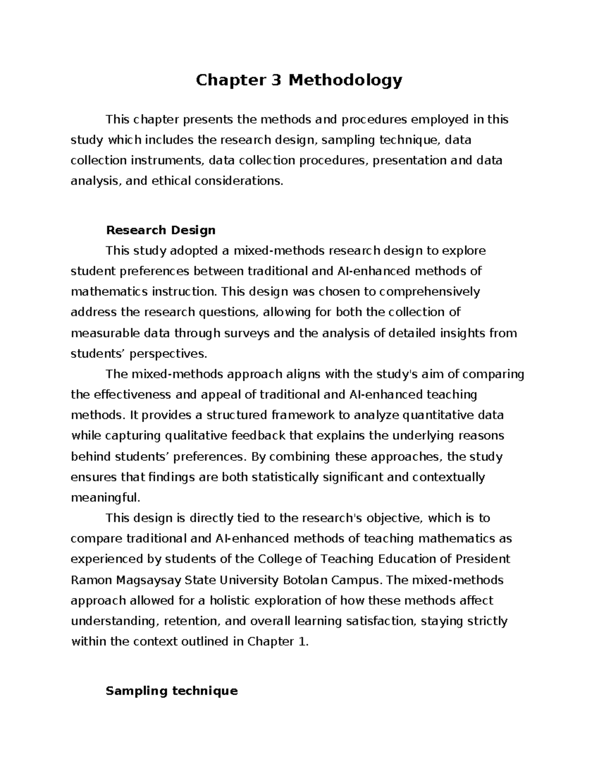 Mathematics Methodology - Comparing Traditional vs AI-Based Instruction - Studocu