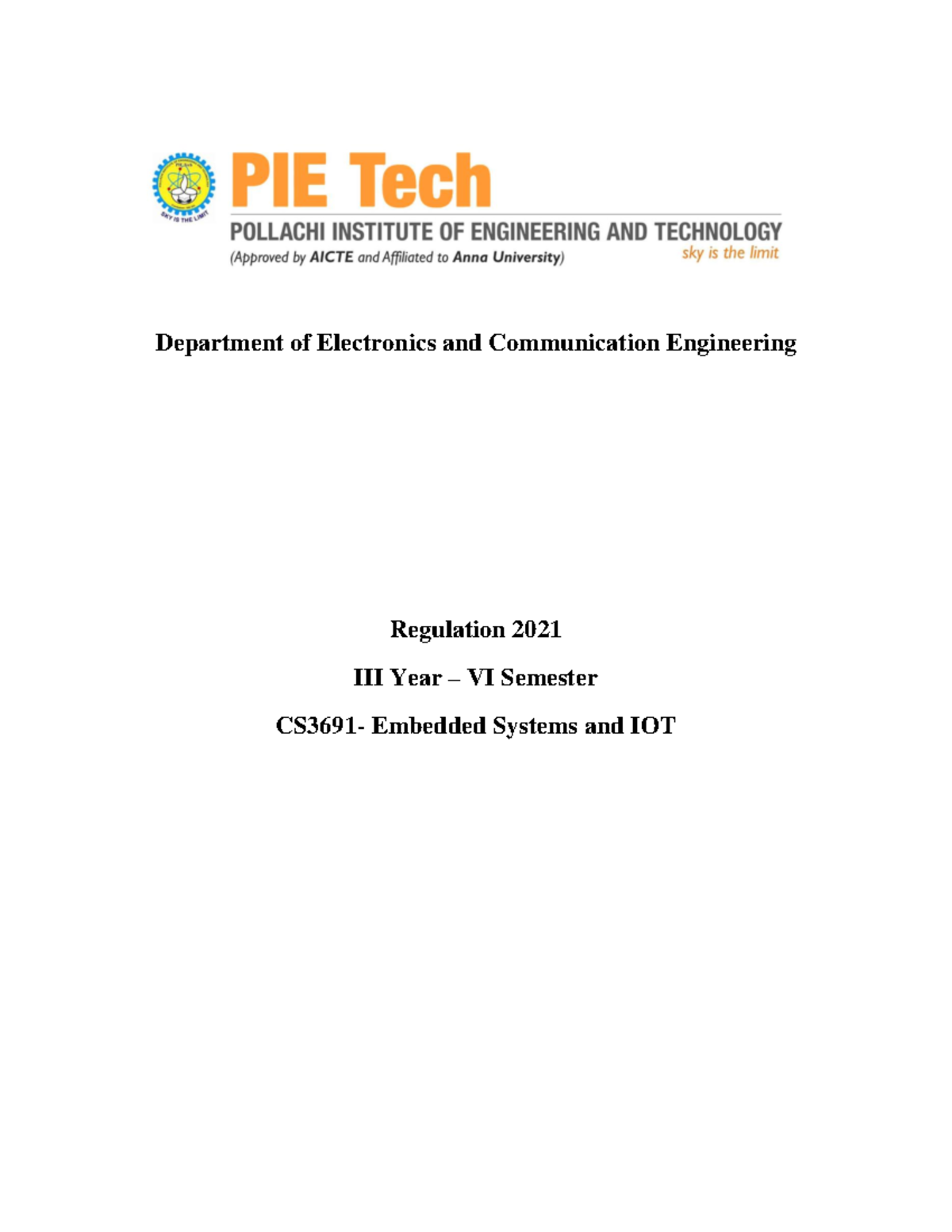 CS3691 Final Exam Notes on Embedded Systems and IoT - Studocu