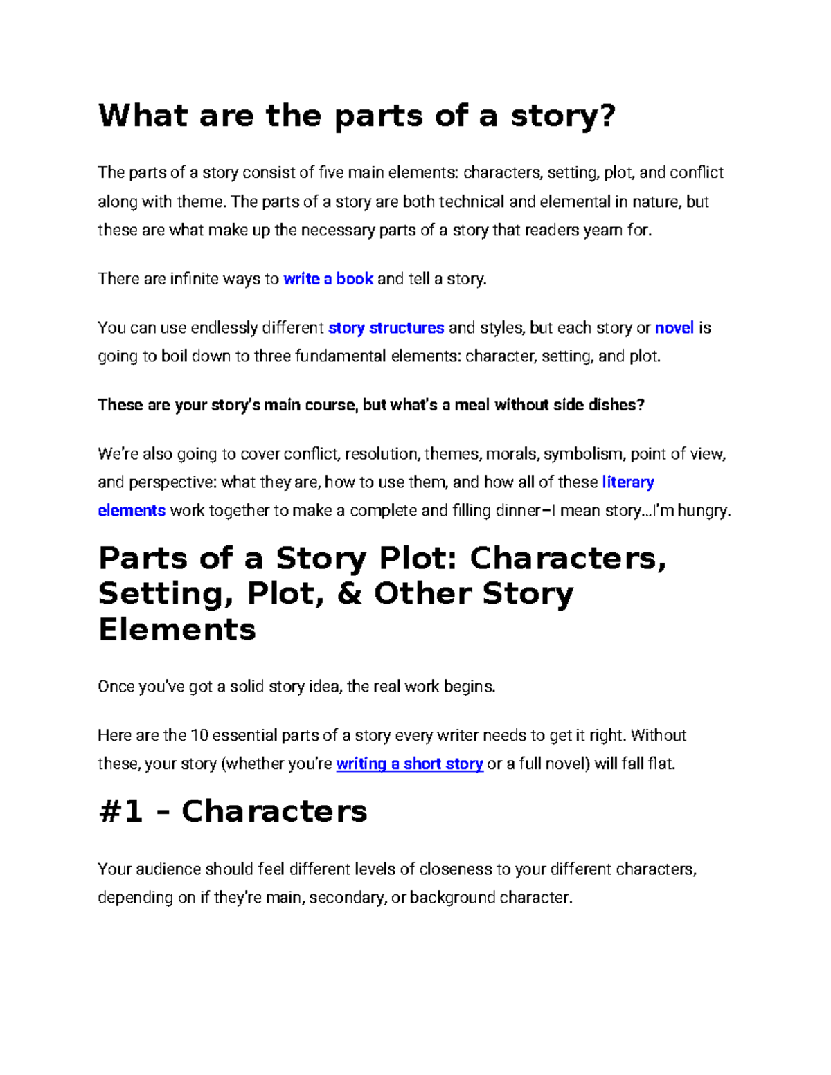 Elements of a Story - What are the parts of a story? The parts of a ...