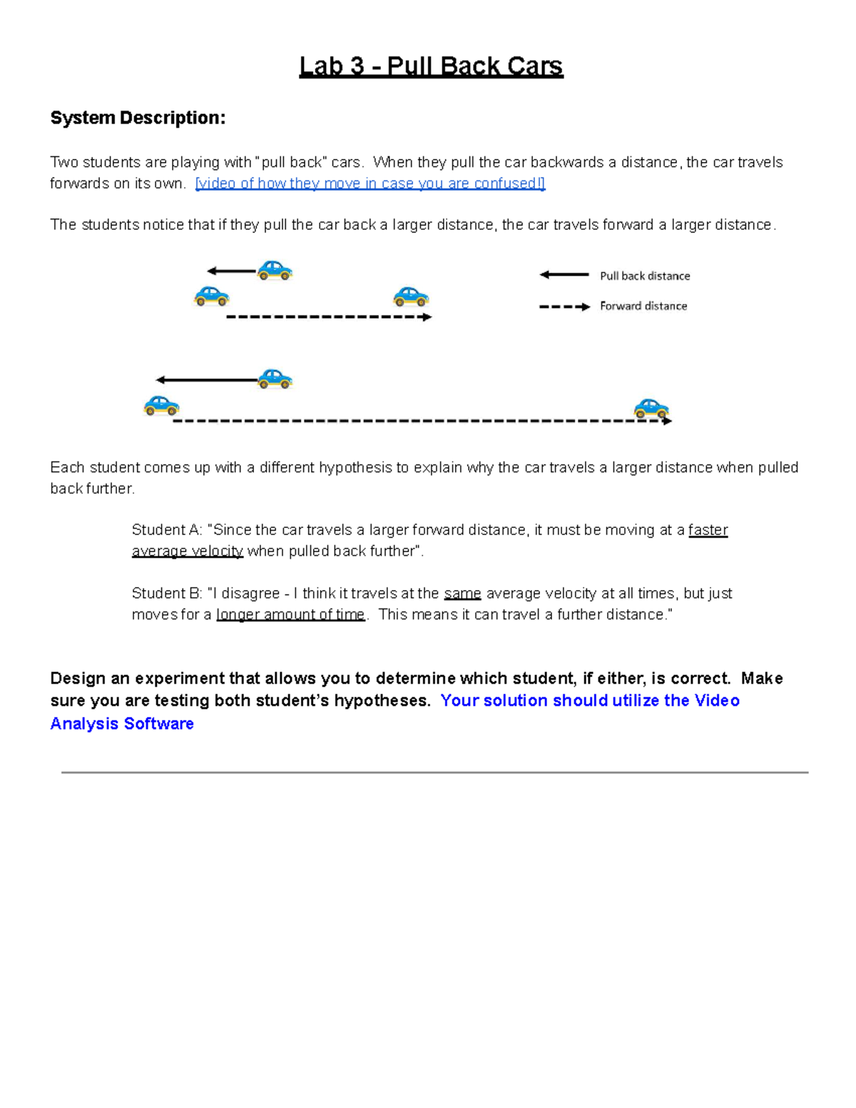 Lab 3: Pull Back Cars Experiment - Analyzing Velocity Hypotheses - Studocu