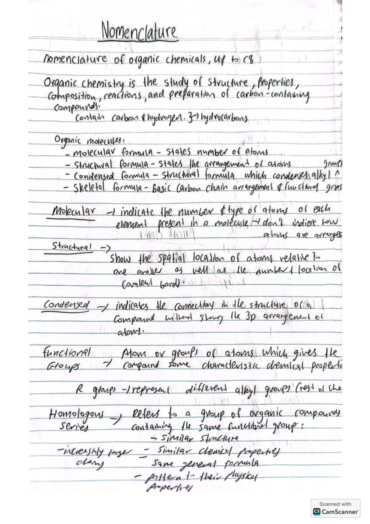 Chemistry Notes - Organic Compounds Nomenclature (CHEM 8) - Studocu