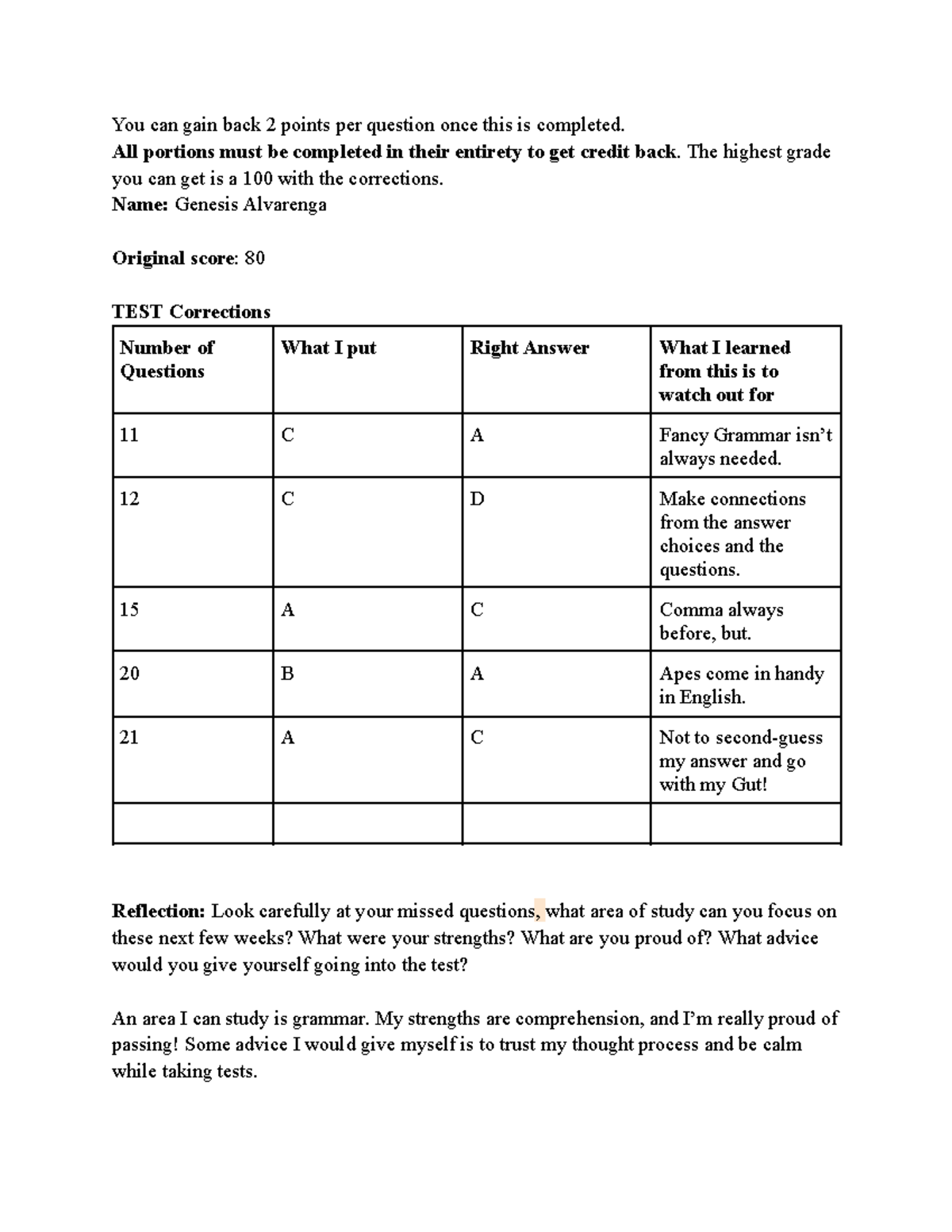 Period 2 AP Lang Test Correction Sheet - PSAT Insights - Studocu