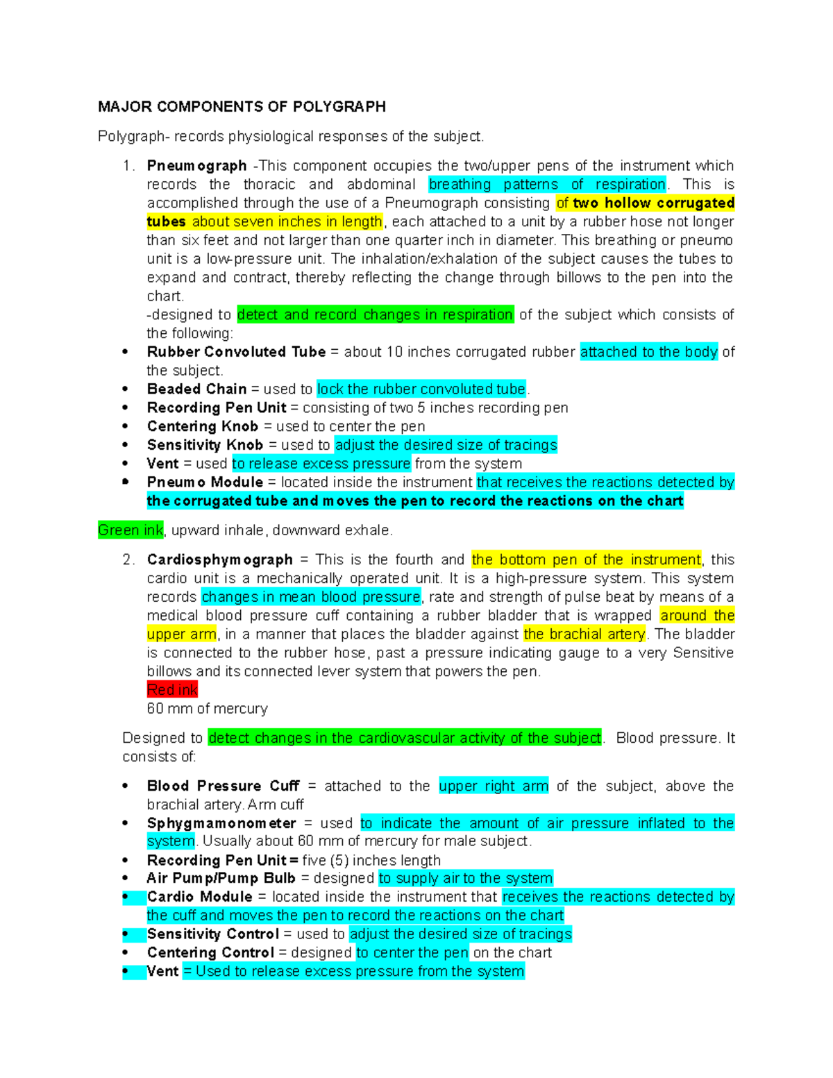 Polygraph Components Overview: Pneumograph, Kymograph ...