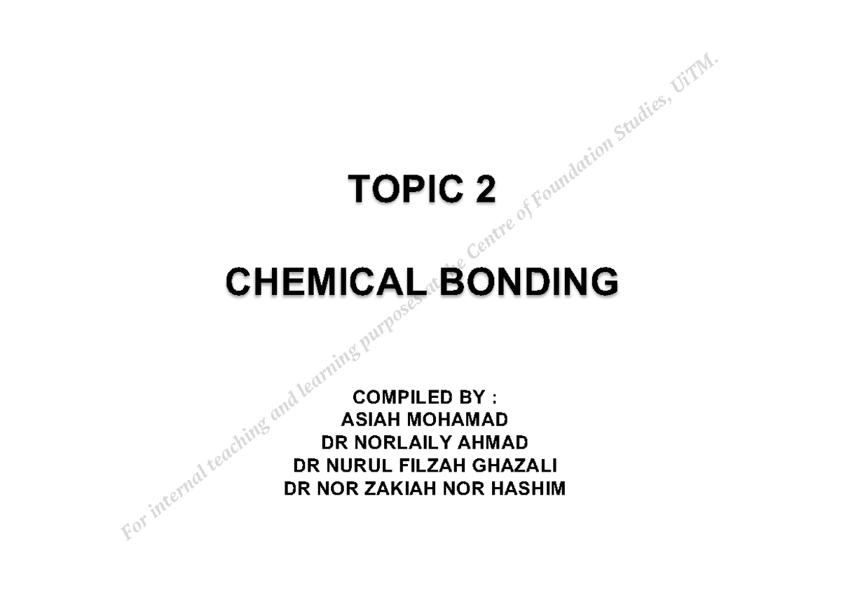 Topic 2: Chemical Bonding Study Notes (CHEM 2025) - Studocu