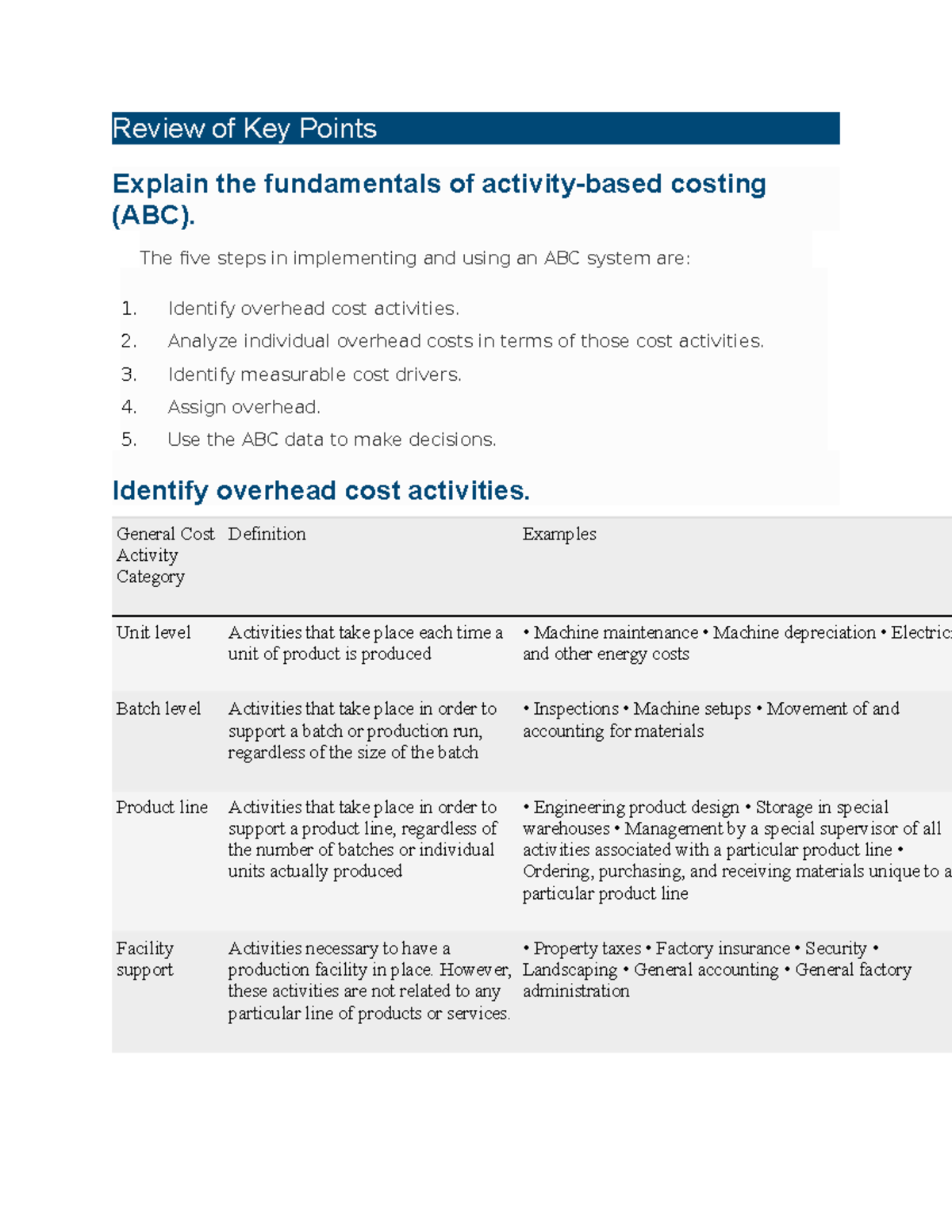 Topic 10 - Activity-Based Costing Overview and Implementation Steps ...