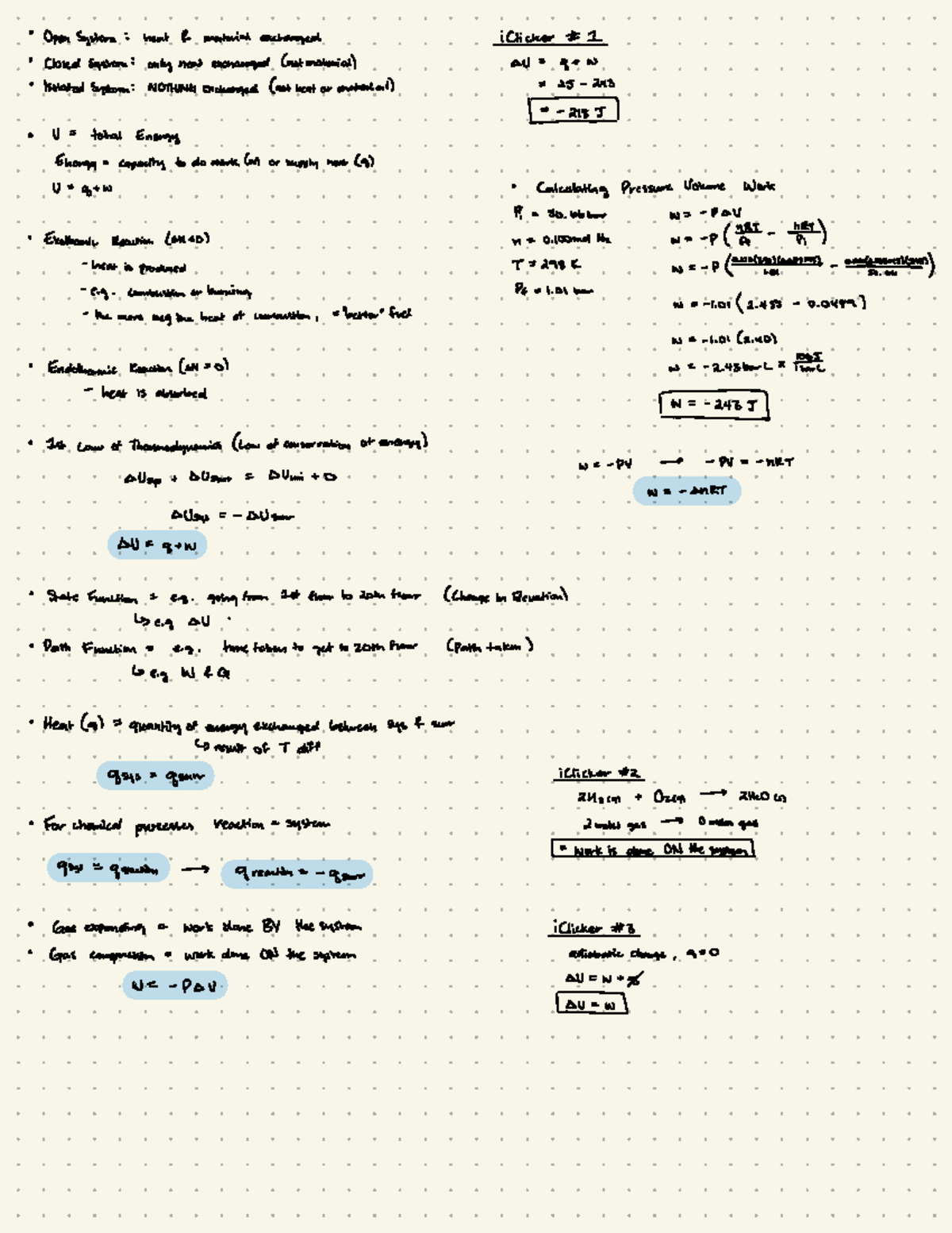Thermochemistry - Thermochem notes - · Open System : neat & material ...