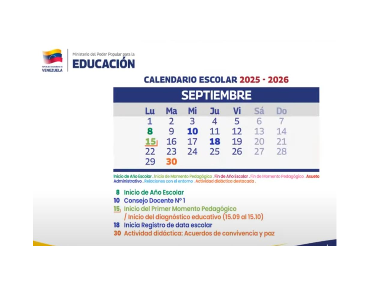 Calendario Escolar 2025-2026: Cronograma de Actividades Educativas ...