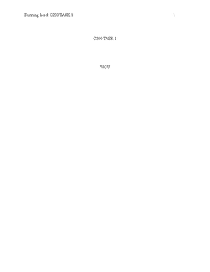 Task 1 C200 - 100% pass - Task 1 C200 Pg Western Governors University ...